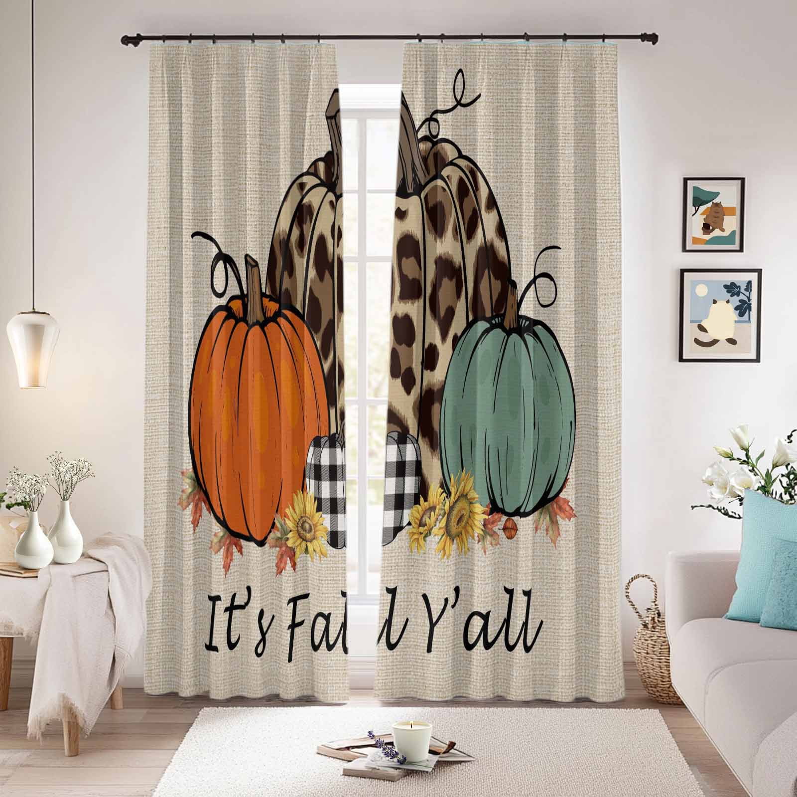 Fall Blackout Curtains for Bedroom/Living Room, Pinch Pleated Black Out ...