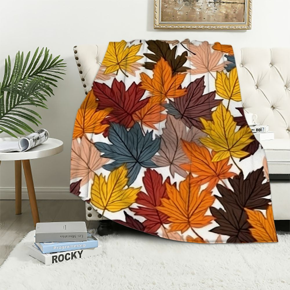 Fall Blanket Maple Leaves Throw Blanket Autumn Harvest Farmhouse Soft ...