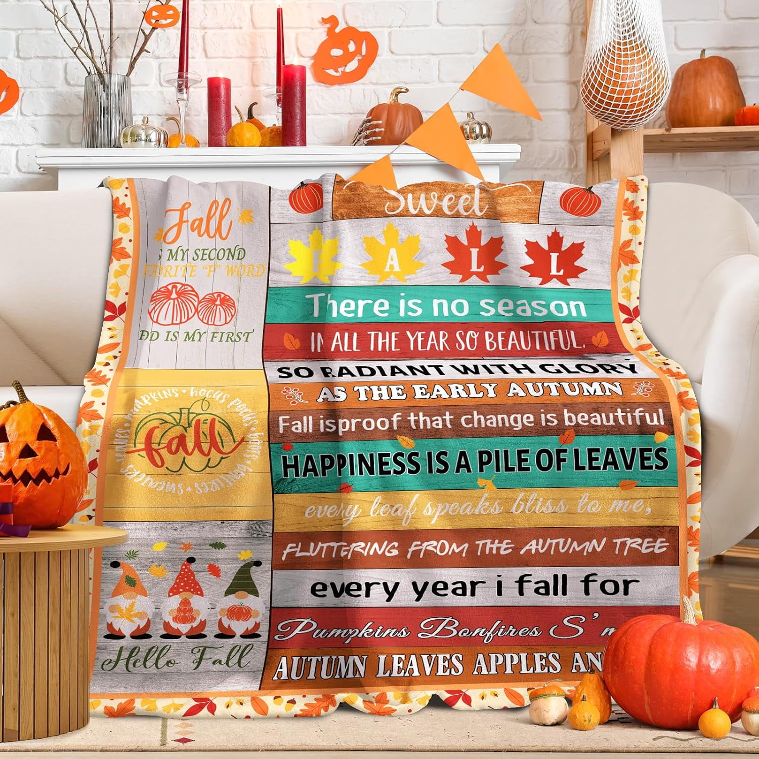 Fall Blankets and Throws, Fall Pumpkins Throw Blanket 60"x50 ...