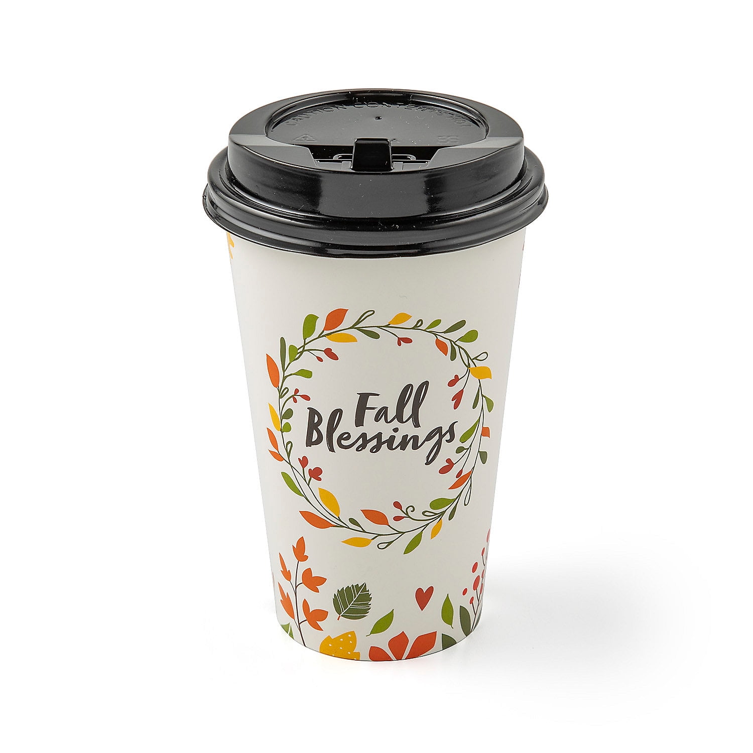 Fall Blessings Autumn Wreath Paper Coffee Cups with Lids - 12 Pieces ...