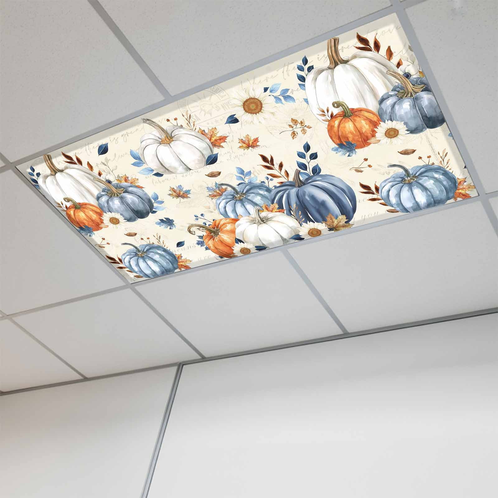 Fall Blue Pumpkin Fluorescent Light Covers, Thanksgiving Autumn Daisy ...