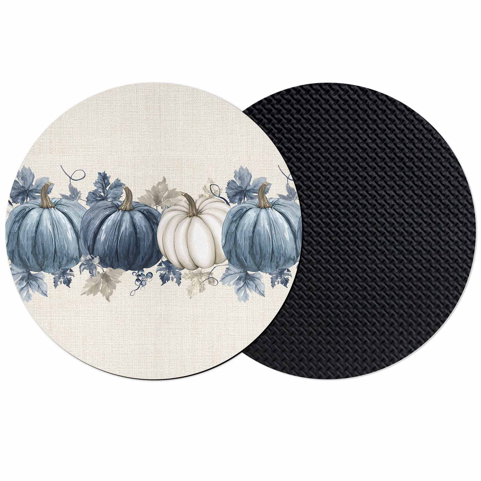 Fall Blue Pumpkins Coasters Set of 2, Absorbent Coasters for Drinks ...