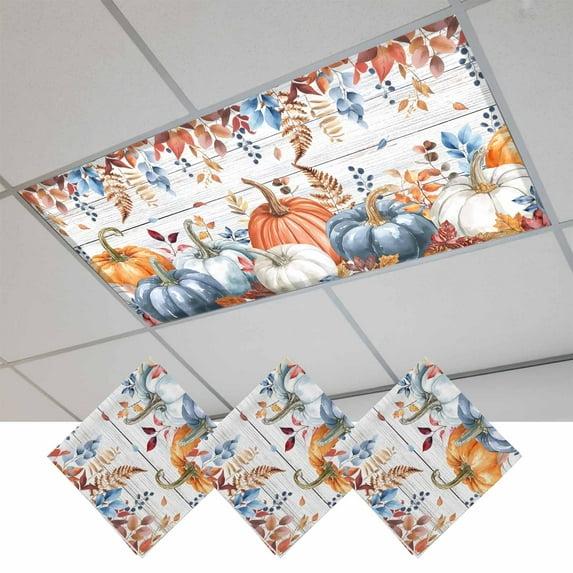 Fall Blue Pumpkins Fluorescent Light Covers, Thanksgiving Eucalyptus ...