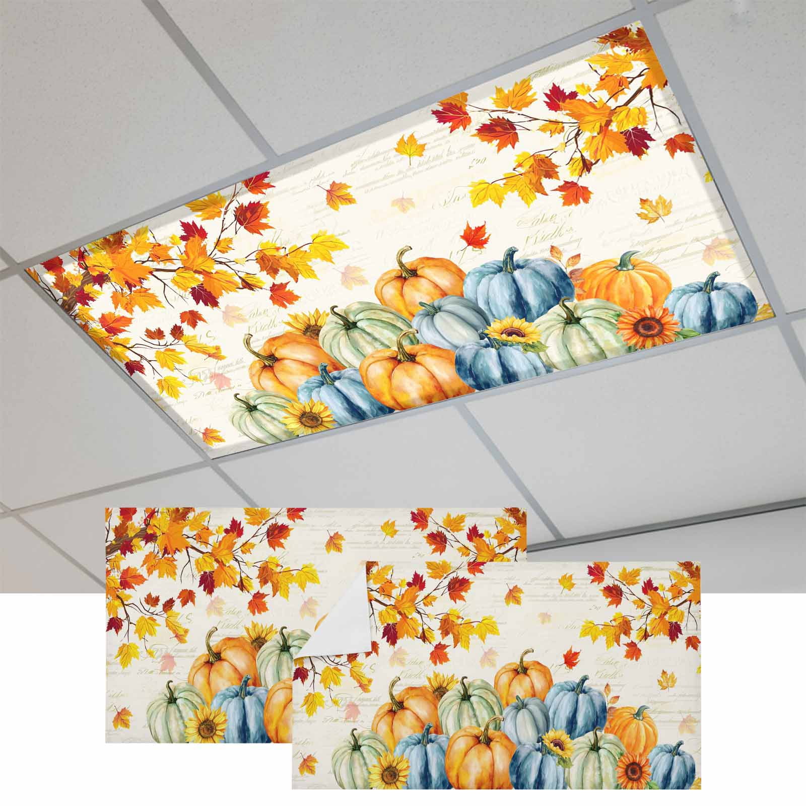 Fall Blue Pumpkins Fluorescent Light Covers, Thanksgiving Maple Tree ...