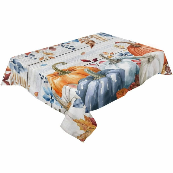 Fall Blue Pumpkins Rectangle Tablecloth Waterproof & Stainproof ...