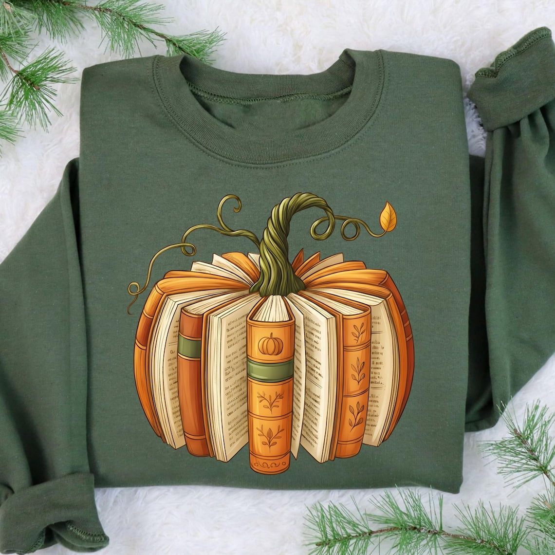 Fall Book Pumpkin Sweatshirt, Bookish Fall Sweater, Bookshelf Pumpkin ...