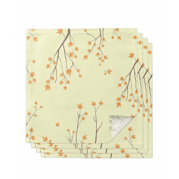 Fall Botanical Cloth Napkins Set of 4 Reusable Dinner Napkins, Orange ...