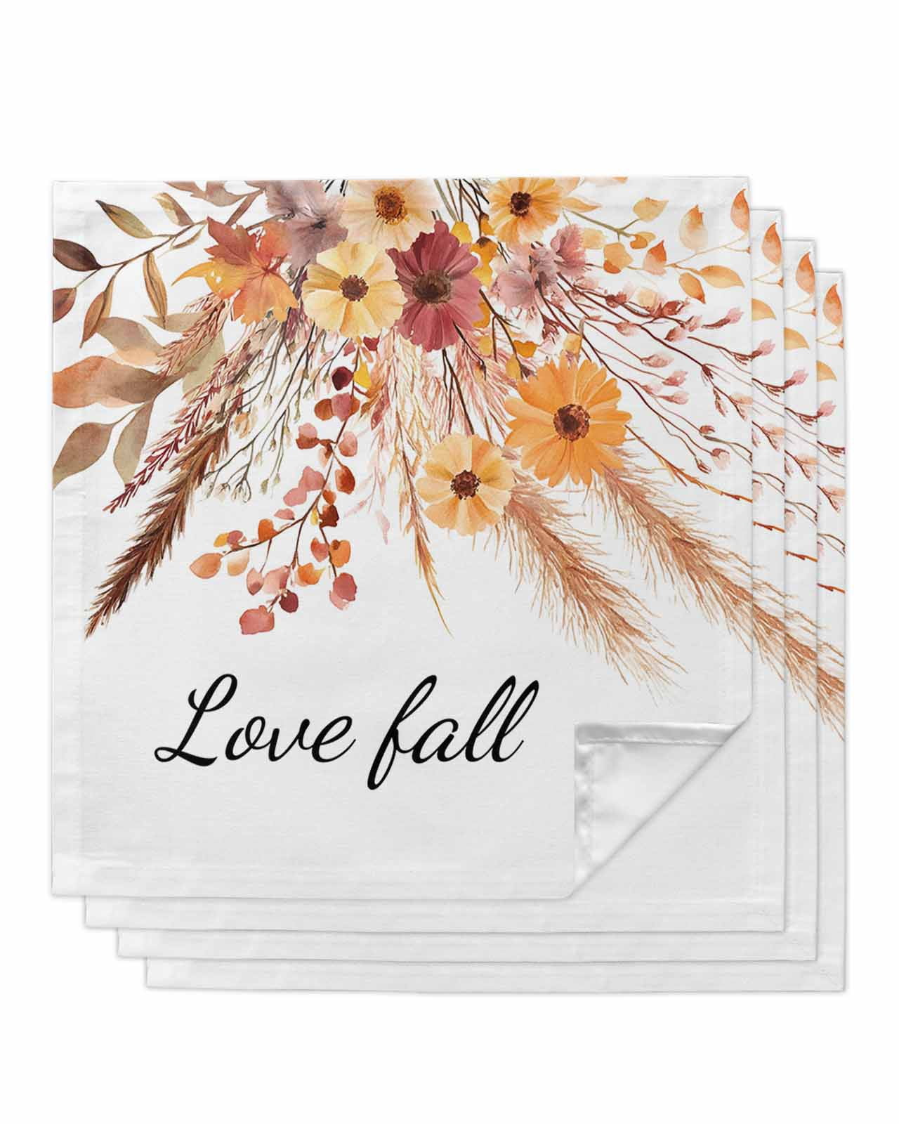 Fall Botanical Cloth Napkins Set of 4 Reusable Dinner Napkins ...