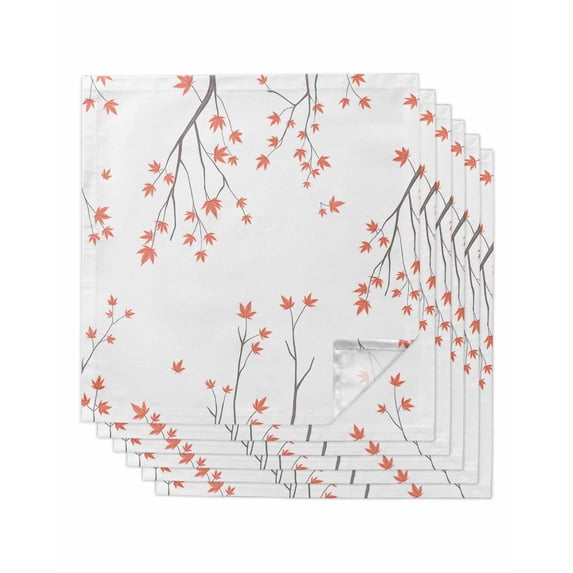 Fall Botanical Cloth Napkins Set of 6 Reusable Dinner Napkins, Orange ...