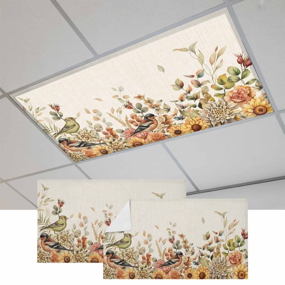 Fall Botanical Fluorescent Light Covers, Sunflower Vintage Floral ...