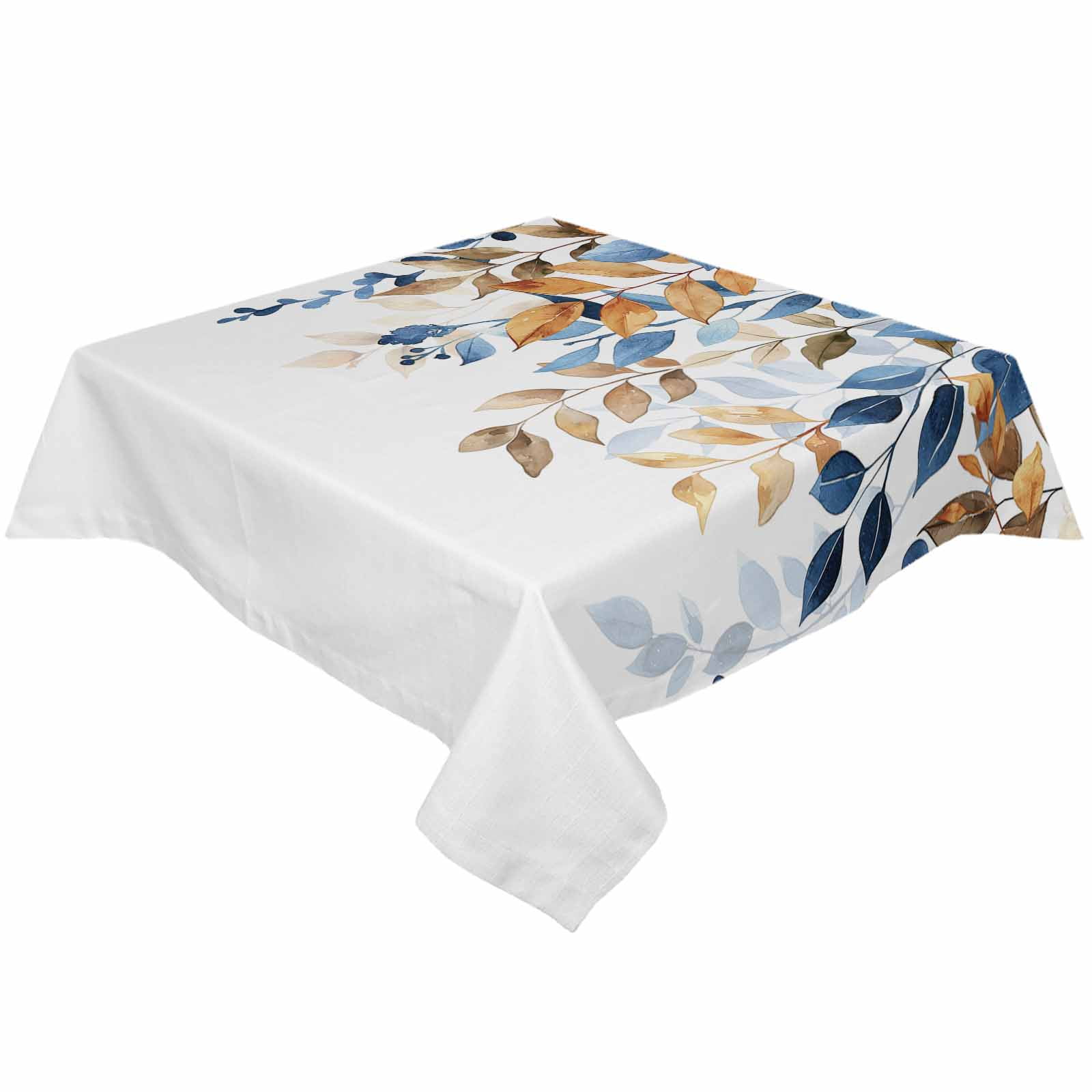 Fall Botanical Leaves Square/Round Tablecloths 52x52,Blue Orange Brown ...