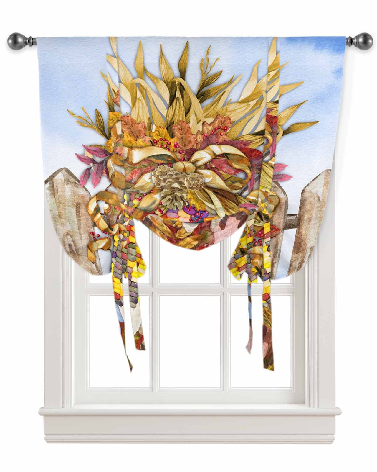 Fall Botanical Tie Up Curtains for Kitchen Bathroom Bedroom Windows 45 ...