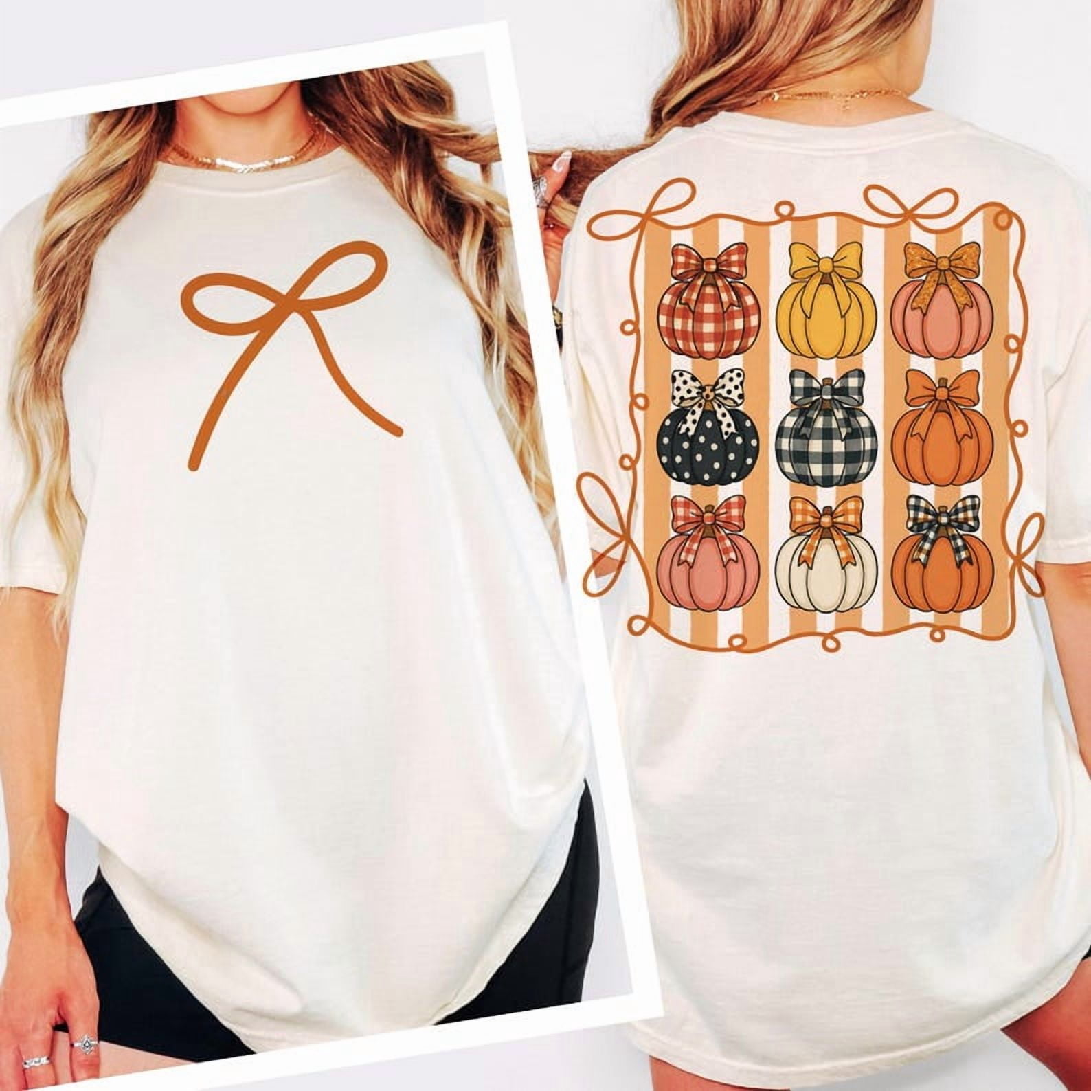 Fall Bow Pumpkin Shirt Sublimation, Cute Coquette Autumn Shirt ...