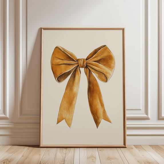 Fall Bow Wall Art Coquette Nursery Autumn Decor Vintage Mustard Elegant ...