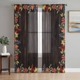 Fall Brown Sheer Curtains 96 Inch Length 2 Panels Set, Maple Leaf ...