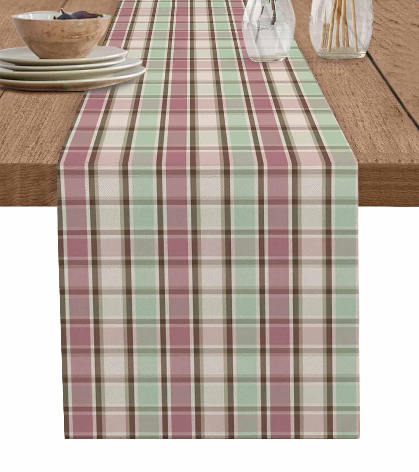 Fall Buffalo Plaid Burlap Cotton Table Runner 16x72 Inches Long ...