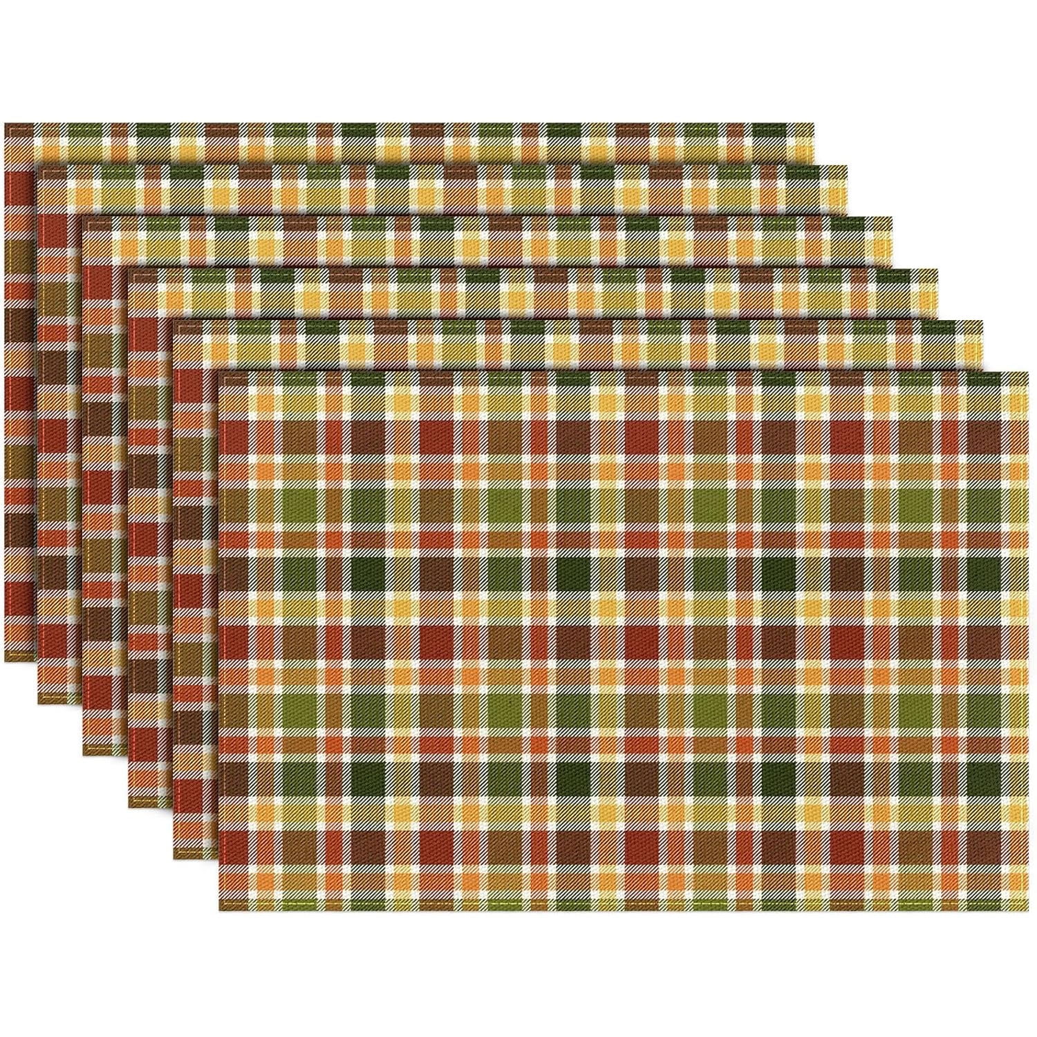 Fall Buffalo Plaid Placemats 12×18 Inches Set of 4 Thanksgiving Table Mats Buffalo Check ...