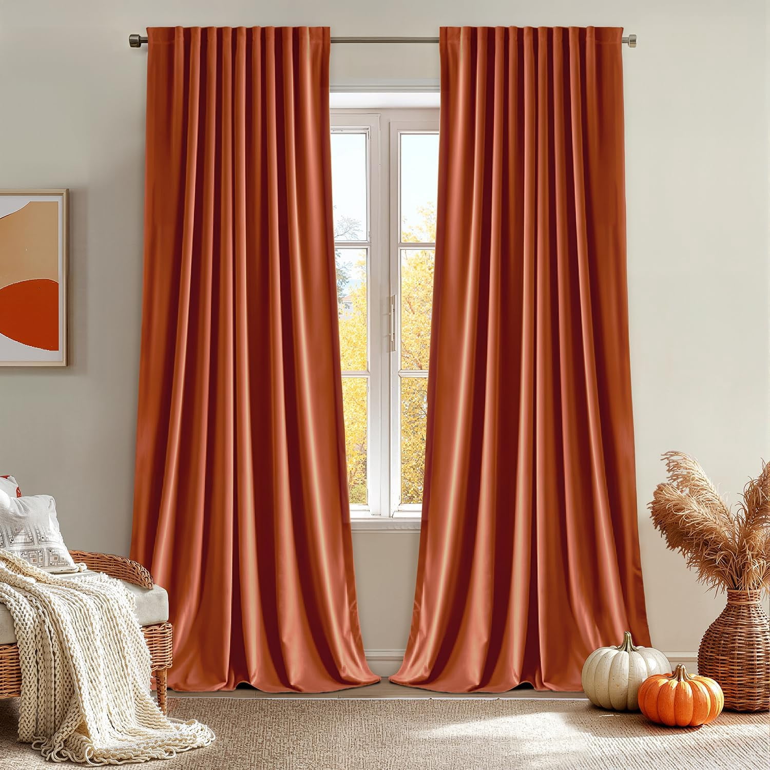 Burnt Orange Velvet Curtains