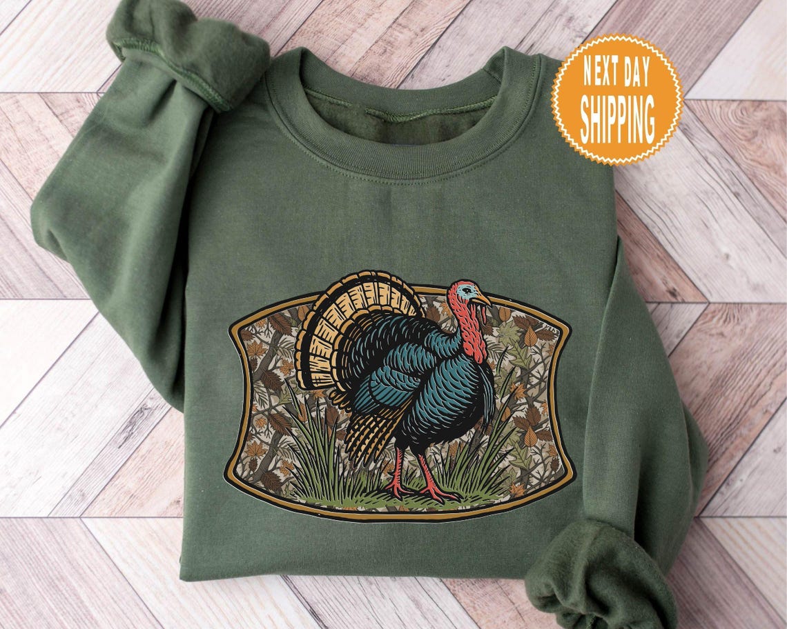 Fall Camo Turkey Sweatshirt Wild Turkey Sweater Hunting Hoodie ...