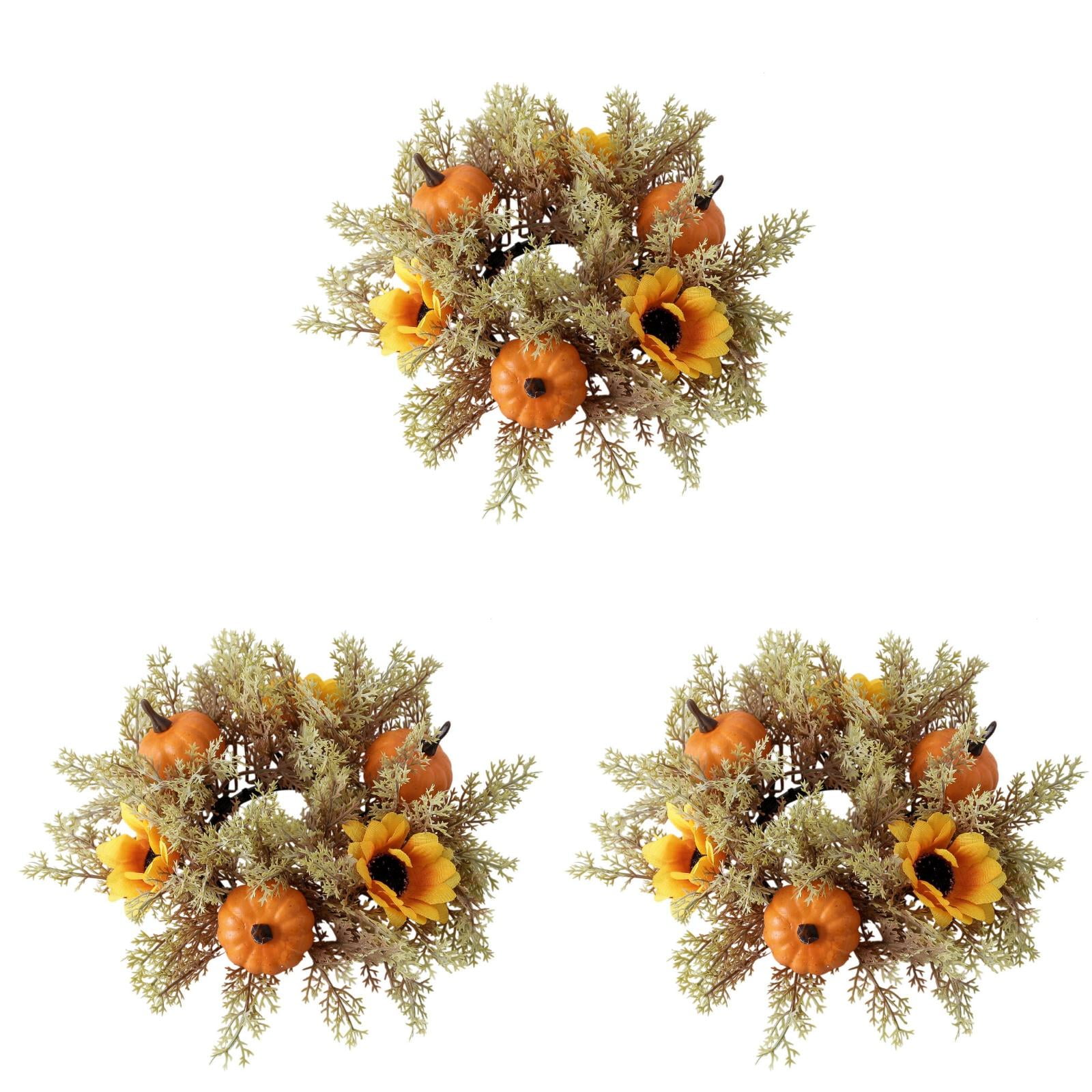 Fall Candle Rings Wreaths for Pillar Candles Autumn Thanksgiving ...