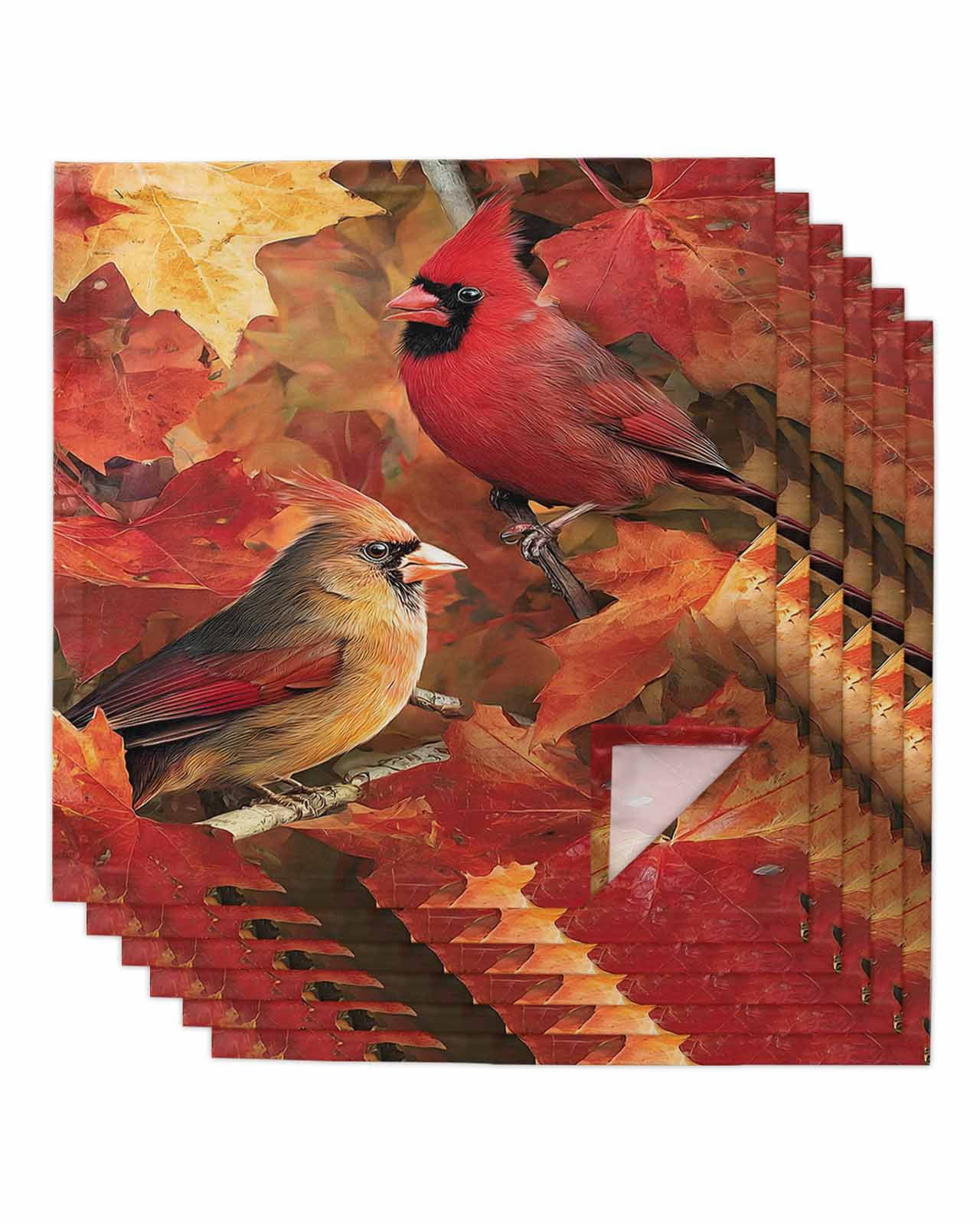 Fall Cardinal Cloth Napkins Set of 6 Reusable Dinner Napkins ...