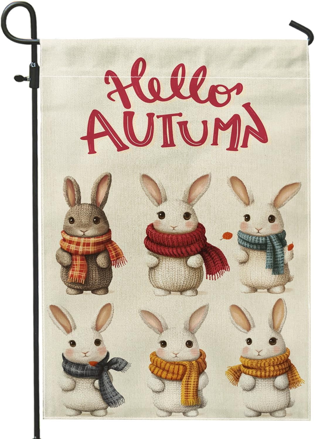 Fall Cartoon Bunny Garden Flag 12x18 Inch Double Sided Outdoor Autumn ...