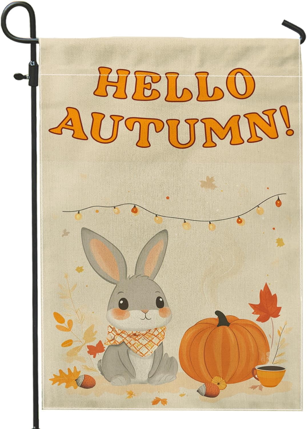 Fall Cartoon Bunny Garden Flag 12x18 Inch Vertical Linen Garden Banner ...