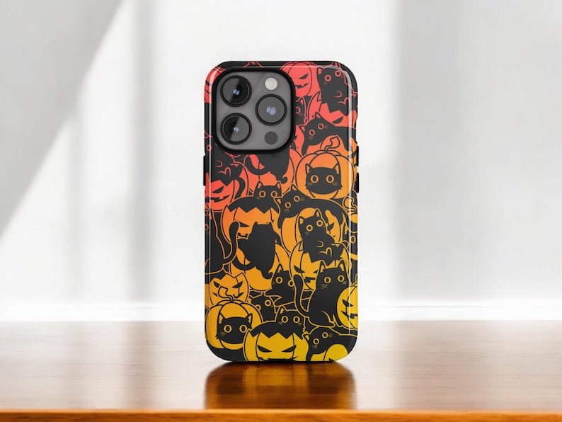 Fall Cat Halloween Phone Case Compatible with iPhone 11 to 16 Pro Max ...