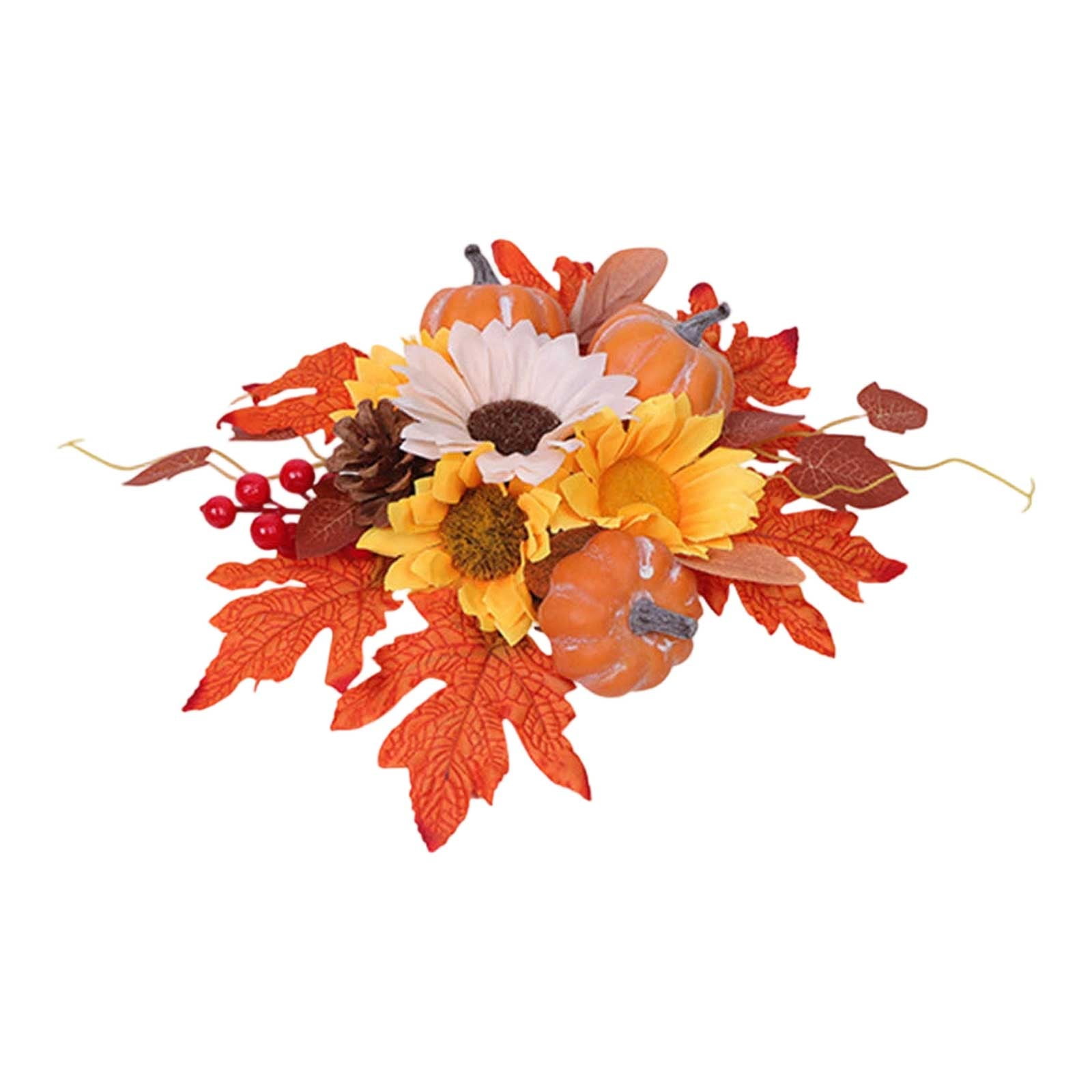 Fall Centerpiece Artificial Flowers - Fake Sunflower Maple Leaf and ...