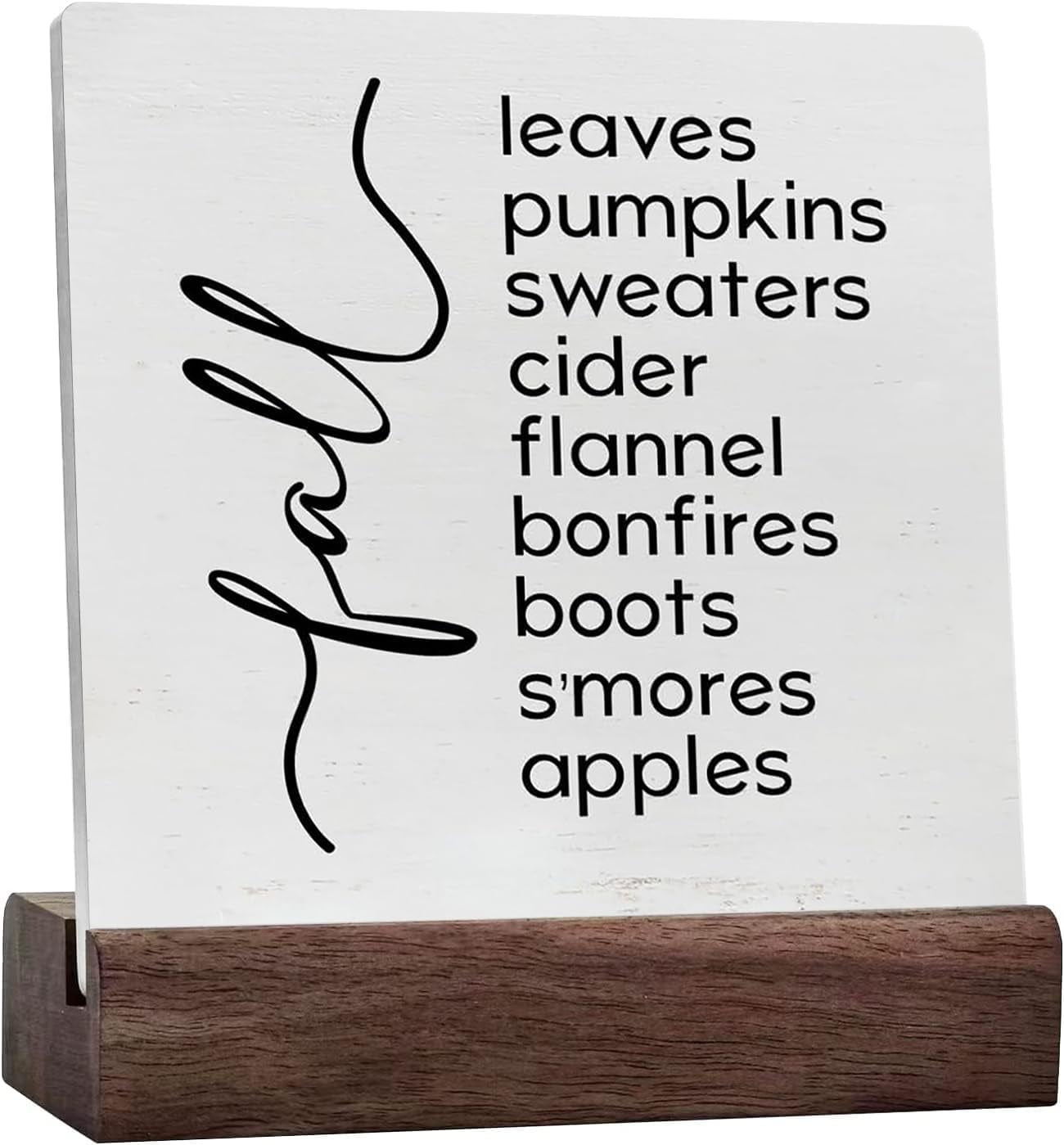 Fall Ceramic Table Sign Art Desk Decor Autumn Wood Block Sign with ...