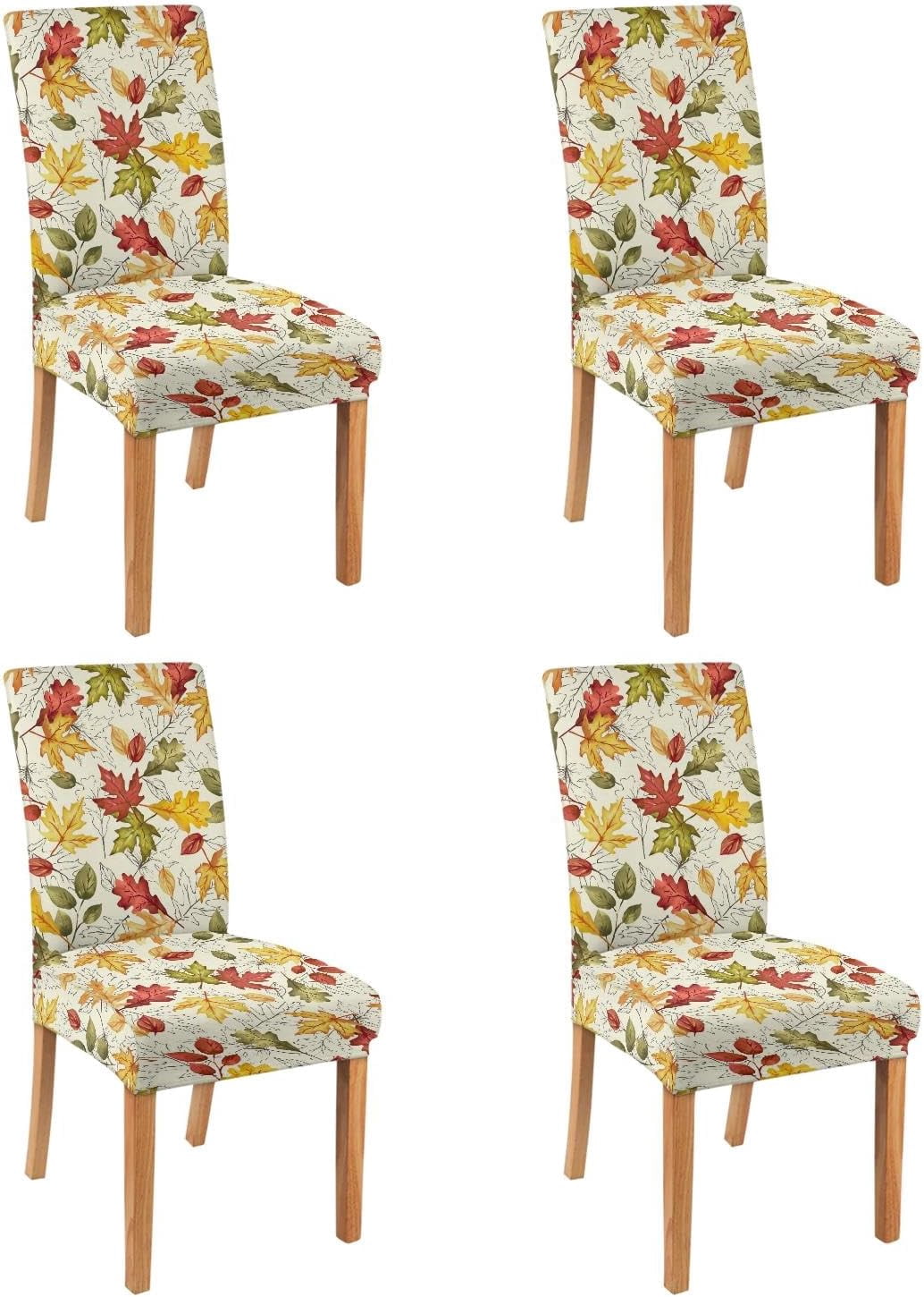 Fall Chair Covers for Dining Room Set of 4, Fall Maple leaves Stretch ...