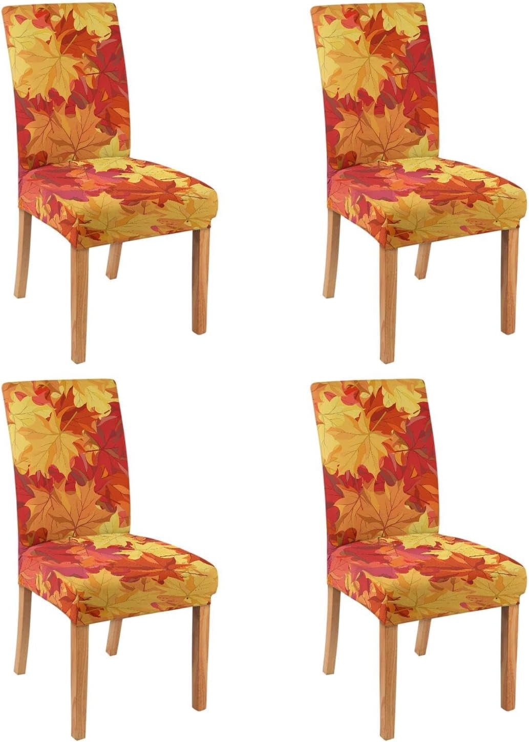 Fall Chair Covers for Dining Room Set of 4, Fall Maple leaves Stretch ...