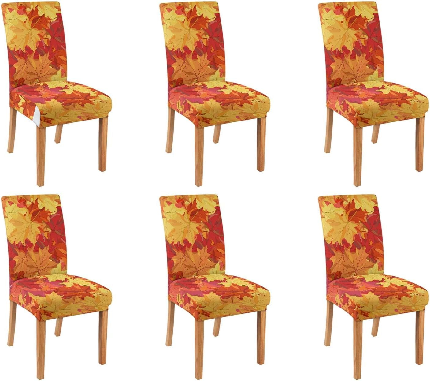 Fall Chair Covers for Dining Room Set of 6, Fall Maple leaves Stretch ...