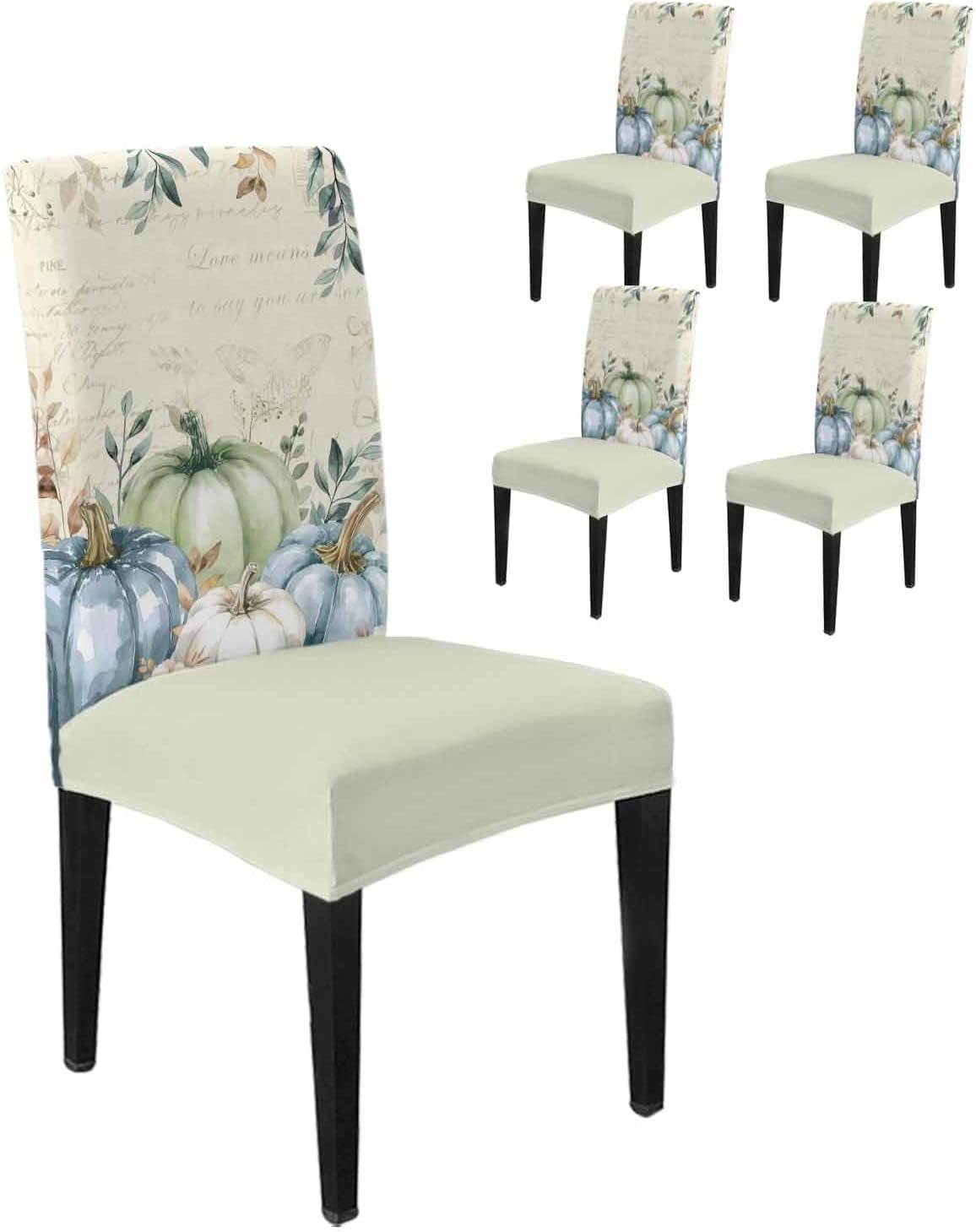 Fall Chair Covers Set of 4 Thanksgiving Chair Covers for Dining Chairs ...
