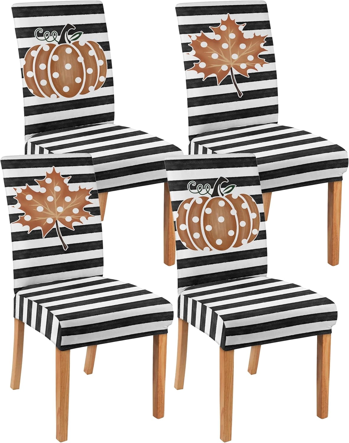 Fall Chair Covers Set of 4 Thanksgiving Dining Protector Stretch Autumn ...