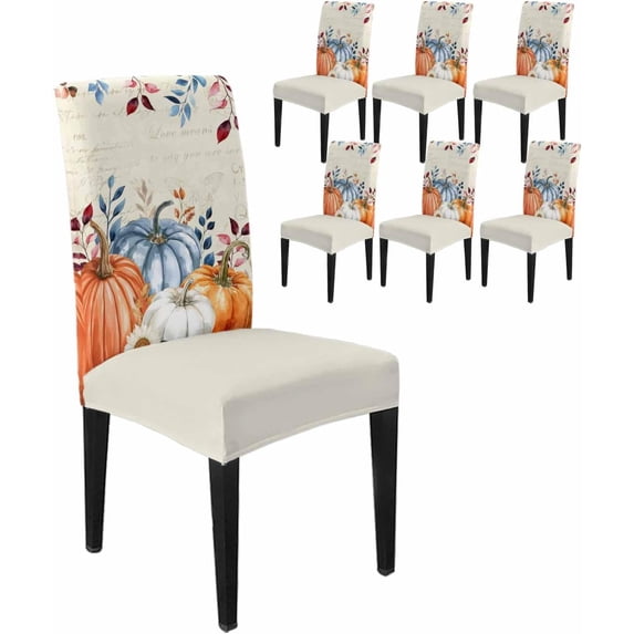 Fall Chair Covers Set of 6 Thanksgiving Chair Covers for Dining Chairs ...