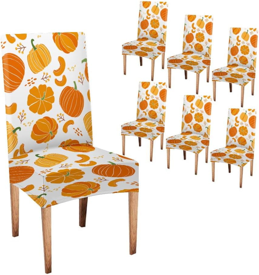 Fall Chair Covers Set of 6 Thanksgiving Dining Chair Protector Covers ...