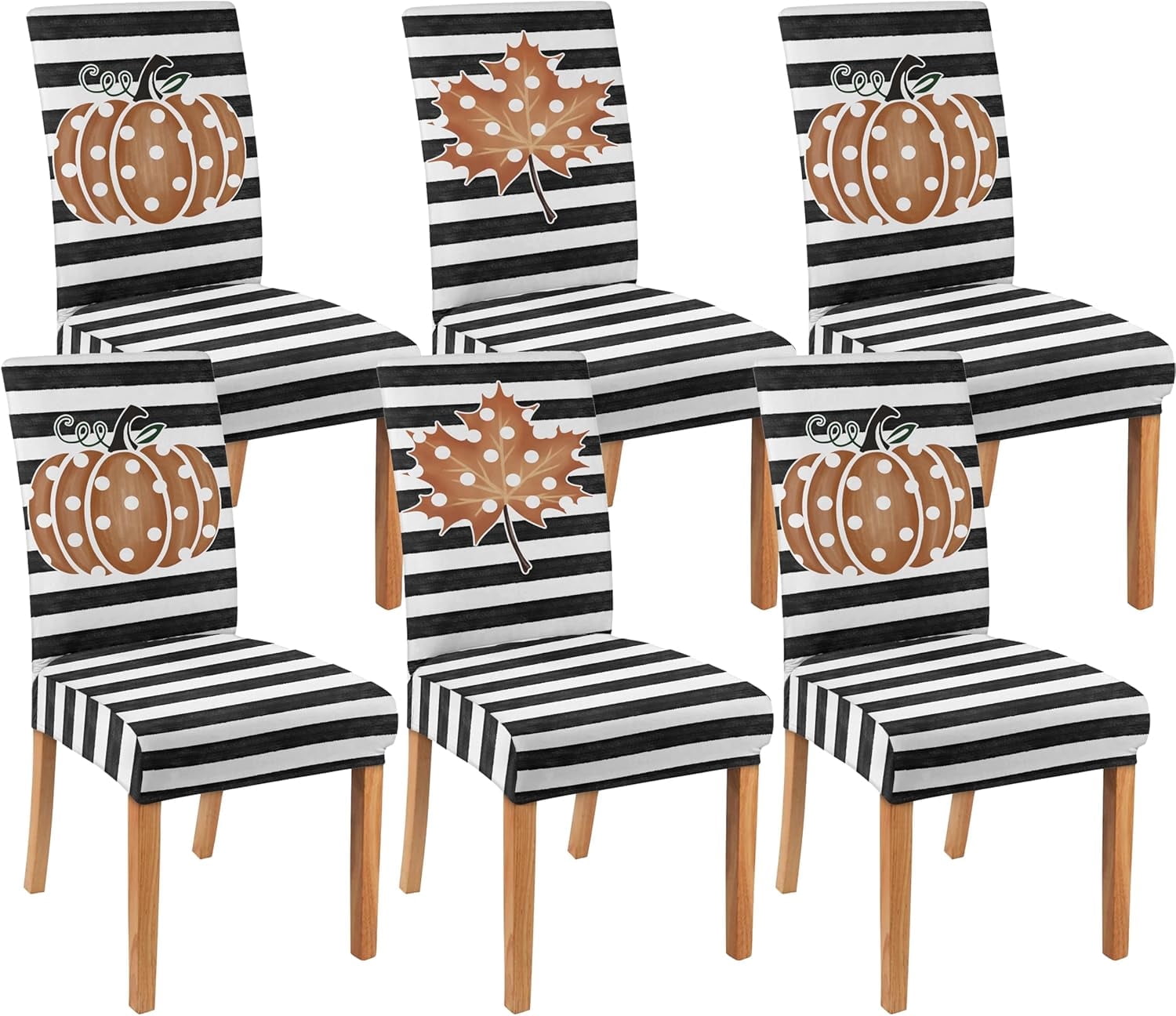 Fall Chair Covers Set of 6 Thanksgiving Dining Protector Stretch Autumn ...