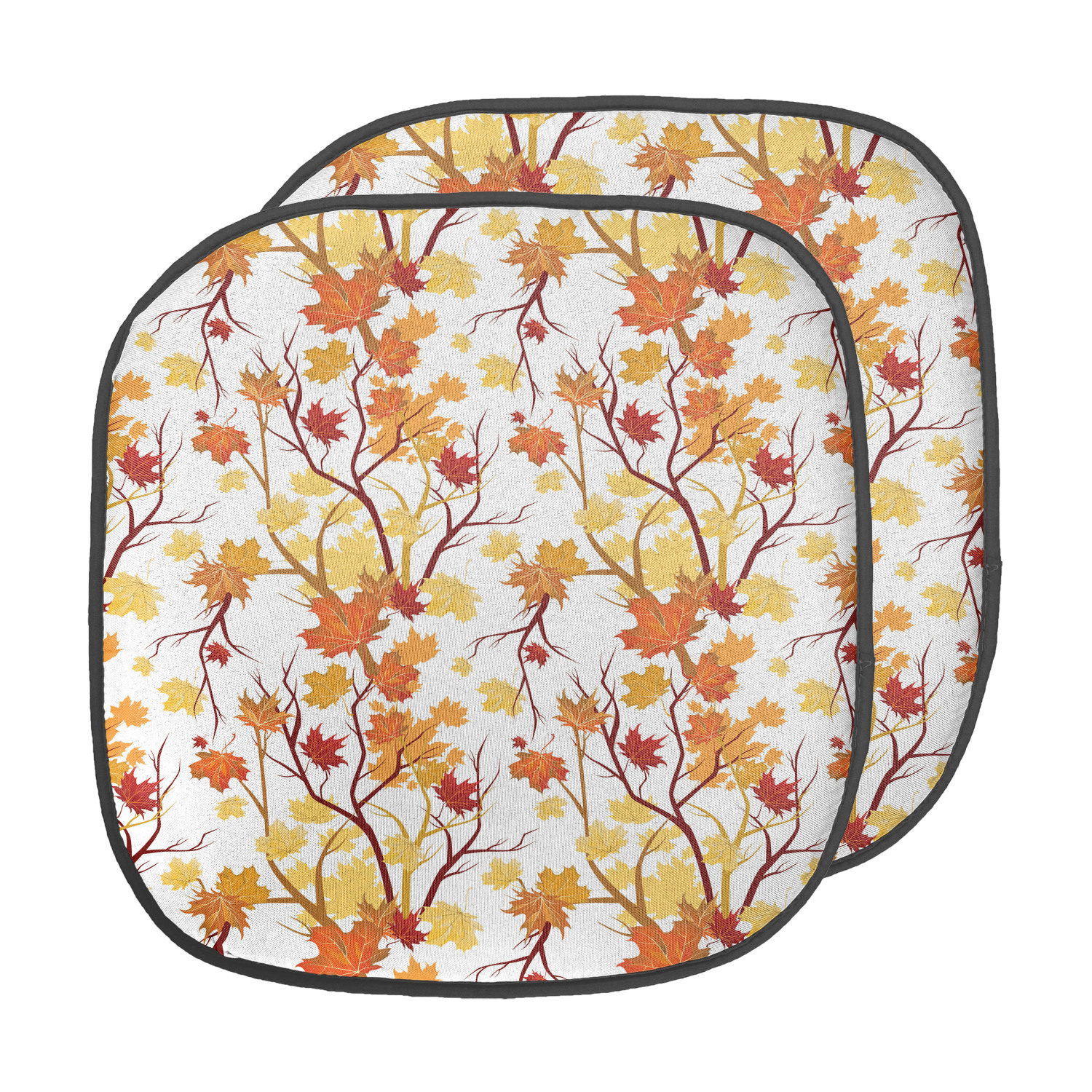 Fall Chair Seating Cushion Set of 2, Swirling Autumn Leaves Shady ...