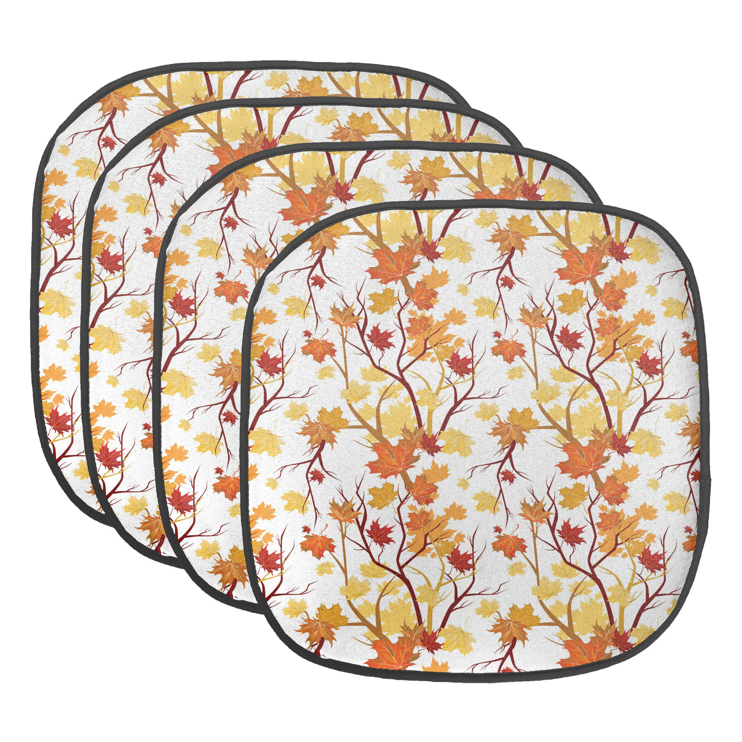 Fall Chair Seating Cushion Set of 4, Swirling Autumn Leaves Shady ...