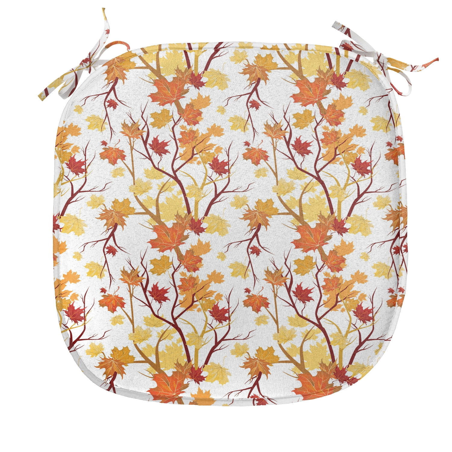 Fall Chair Seating Cushion, Swirling Autumn Leaves Shady Seasonal ...