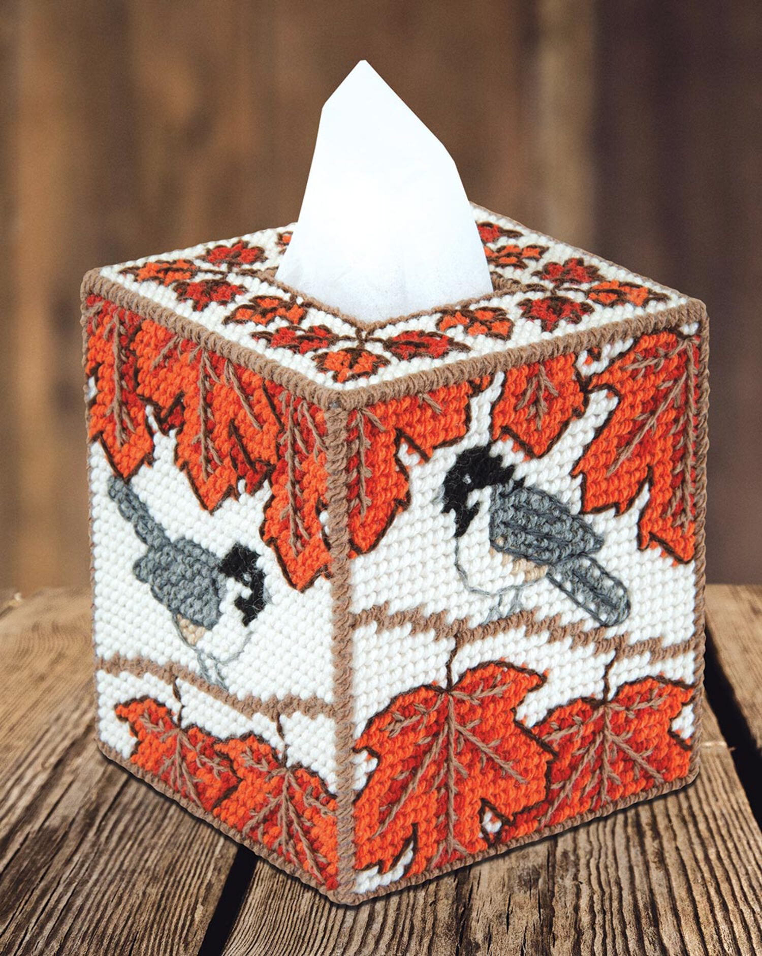 Fall Chickadee Plastic Canvas Tissue Box Cover Kit - Walmart.com