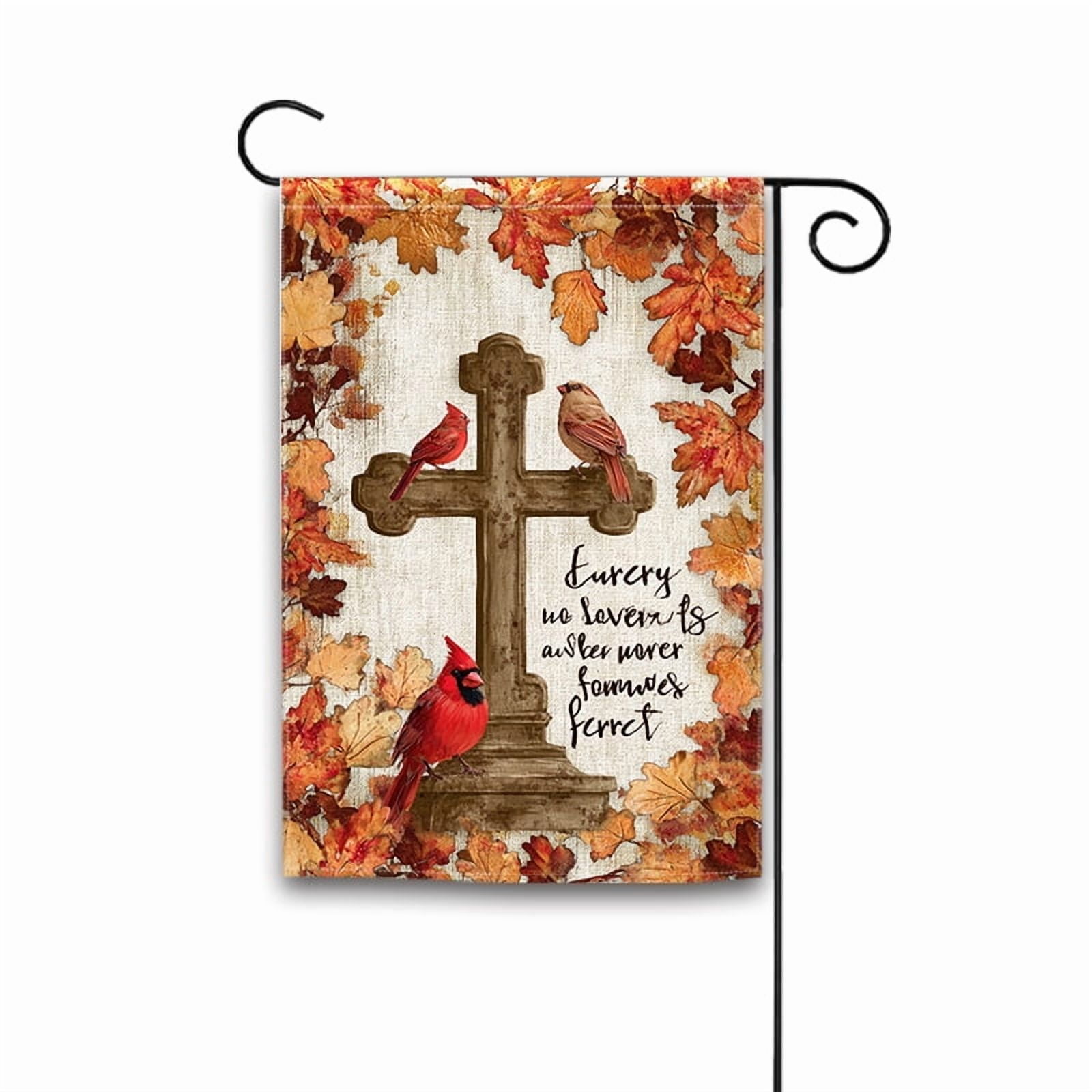 Fall Christian Garden Flag 12x18 Inch - Double Sided Cross with ...