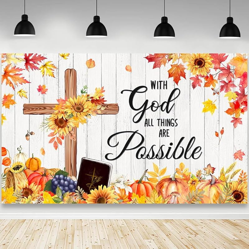 Fall Christian Pretty Backdrop with God All Things are Possible ...