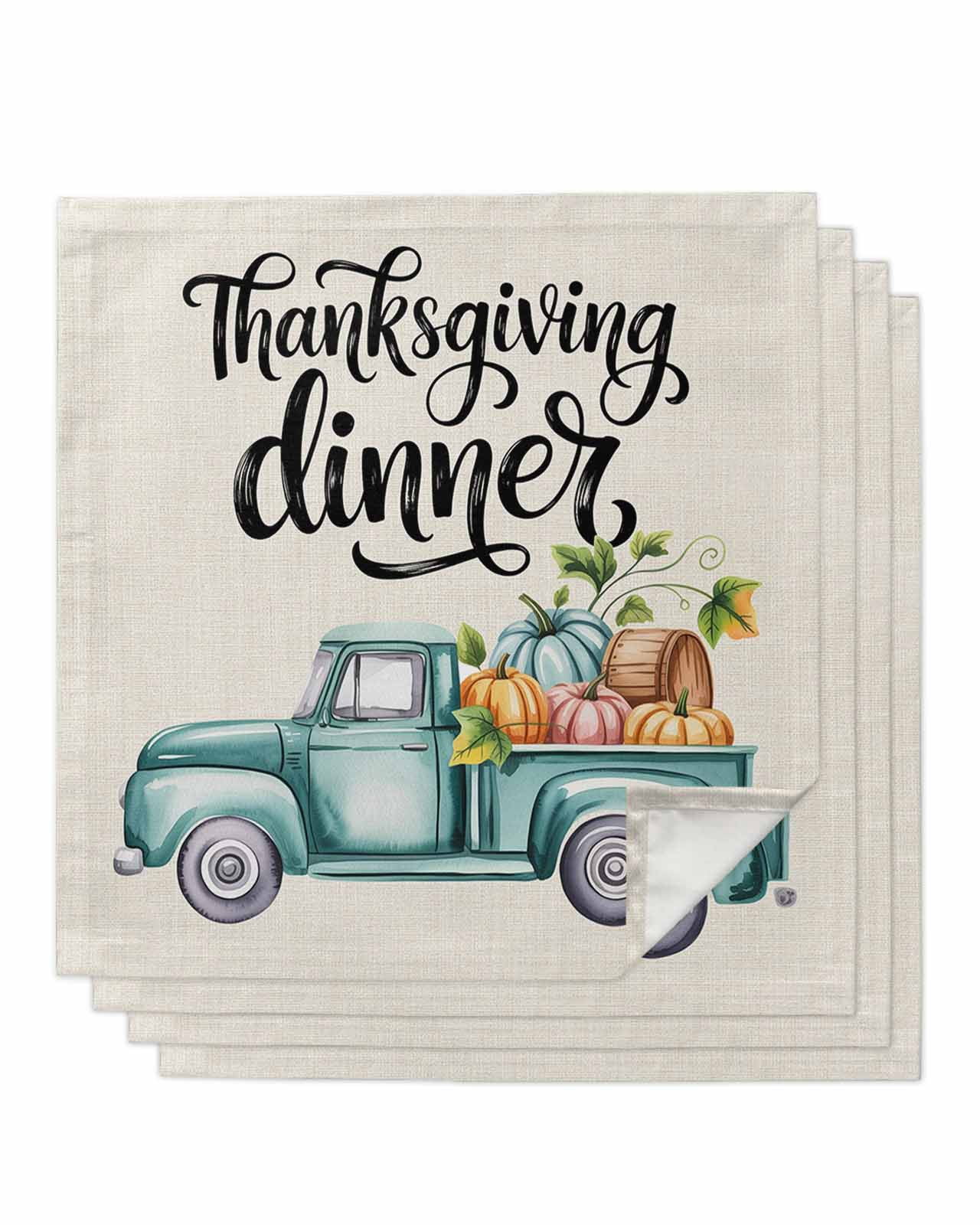 Fall Cloth Napkins Set of 4 Reusable Dinner Napkins, Thanksgiving ...