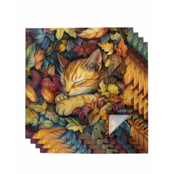 Fall Cloth Napkins Set of 4 Reusable Dinner Napkins, Thanksgiving ...