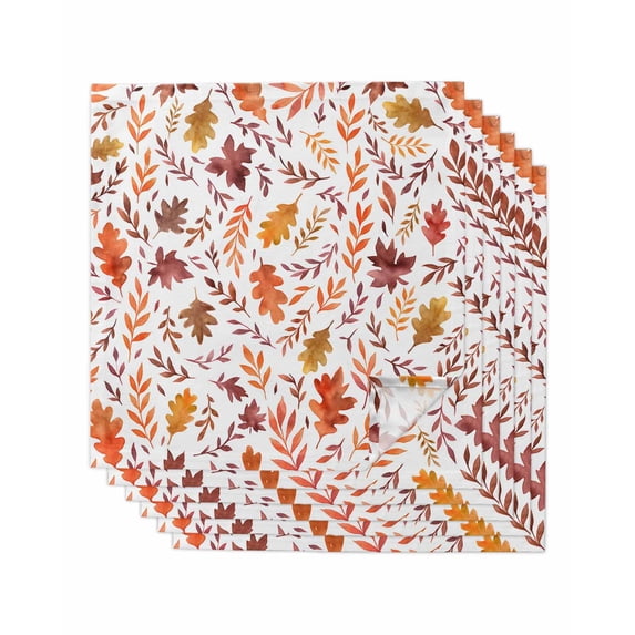 Fall Cloth Napkins Set of 6 Reusable Dinner Napkins, Retro Orange Brown ...