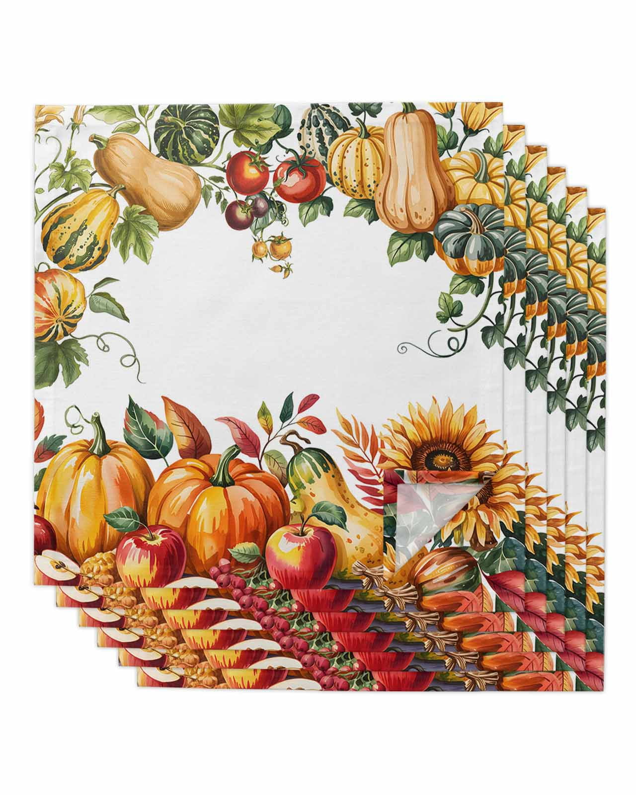 Fall Cloth Napkins Set of 6 Reusable Dinner Napkins, Thanksgiving ...