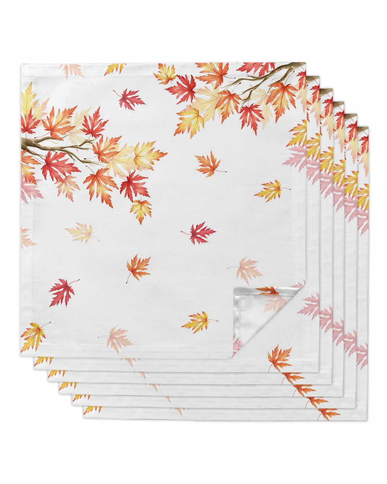 Fall Cloth Napkins Set of 6 Reusable Dinner Napkins, Thanksgiving Maple ...