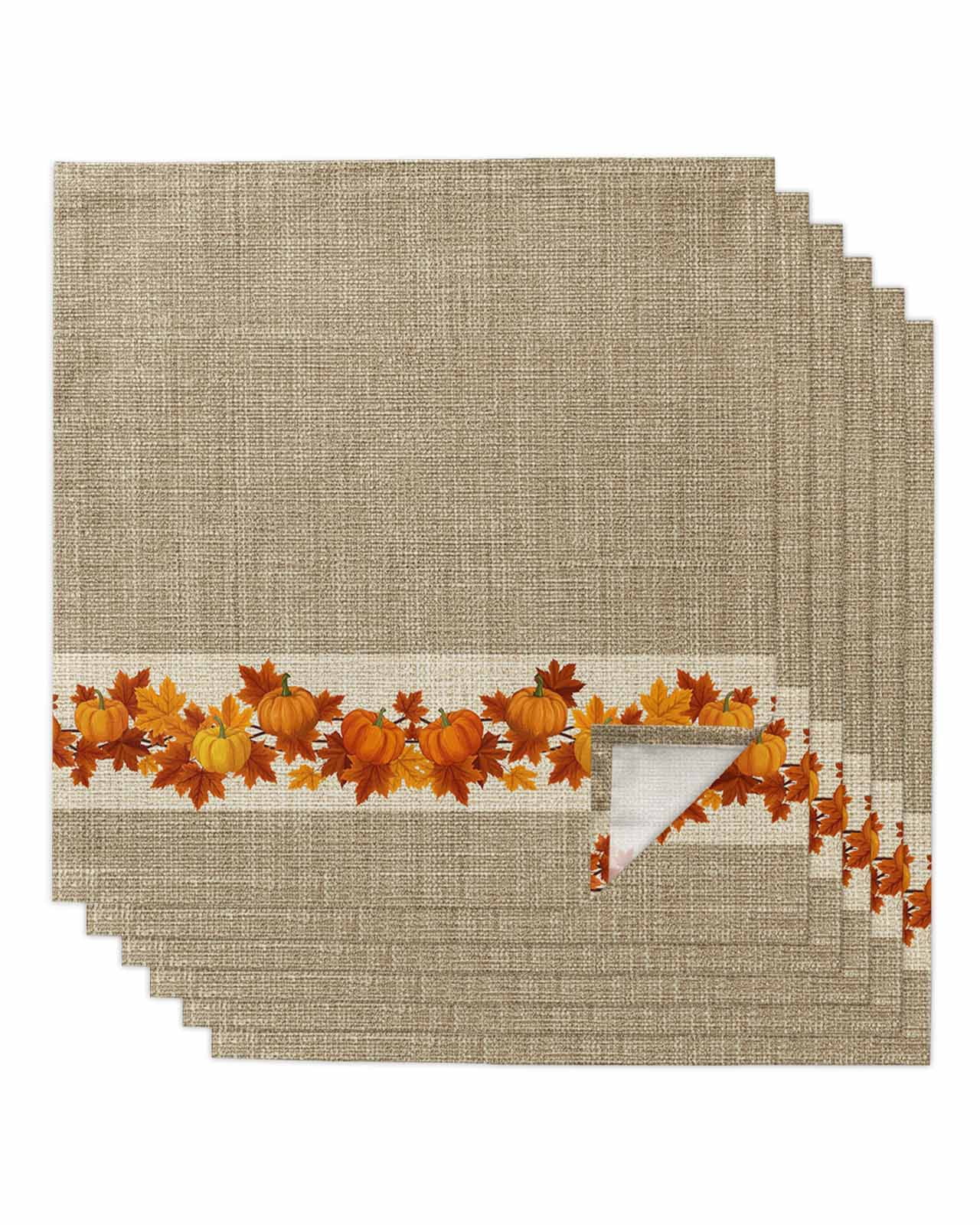 Fall Cloth Napkins Set of 6 Reusable Dinner Napkins, Thanksgiving ...